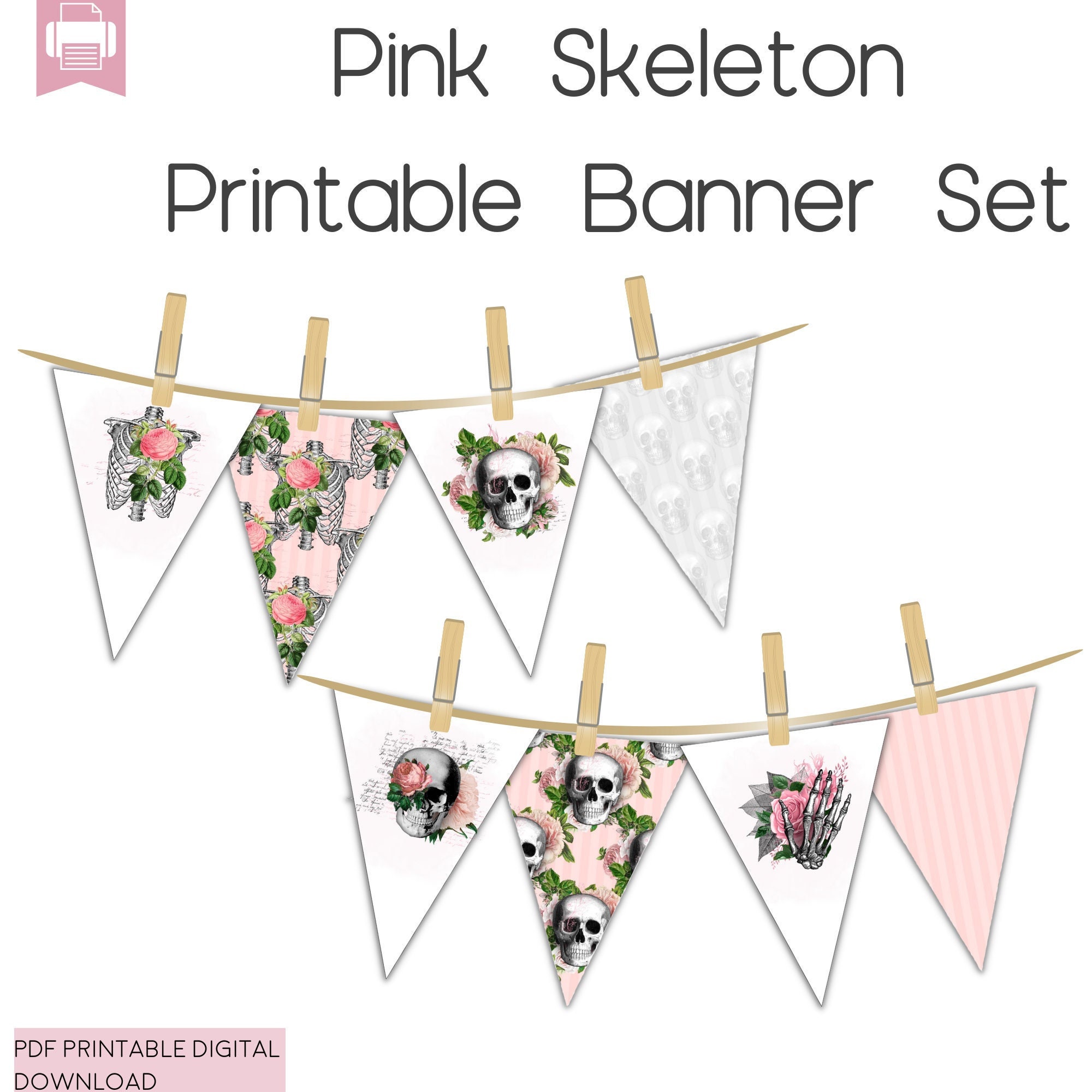 Skeleton Banner Set Printable Banner Set Halloween Banner - Etsy