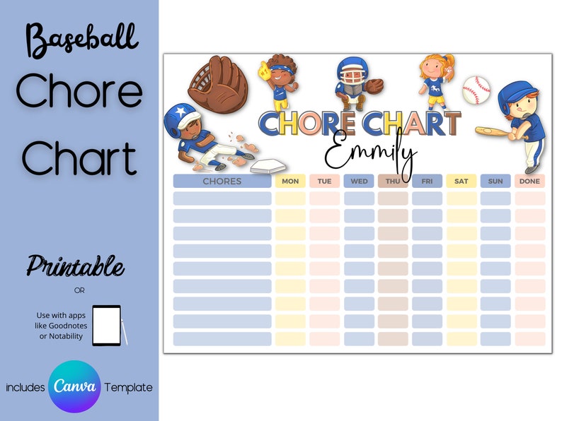 Printable Editable Chore Chart Bundle, Kids Chore Chart, Chore Chart ...
