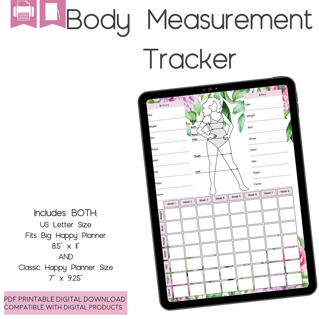 Body Measurement Tracker, Body Progress Tracker Printable, Weight ...
