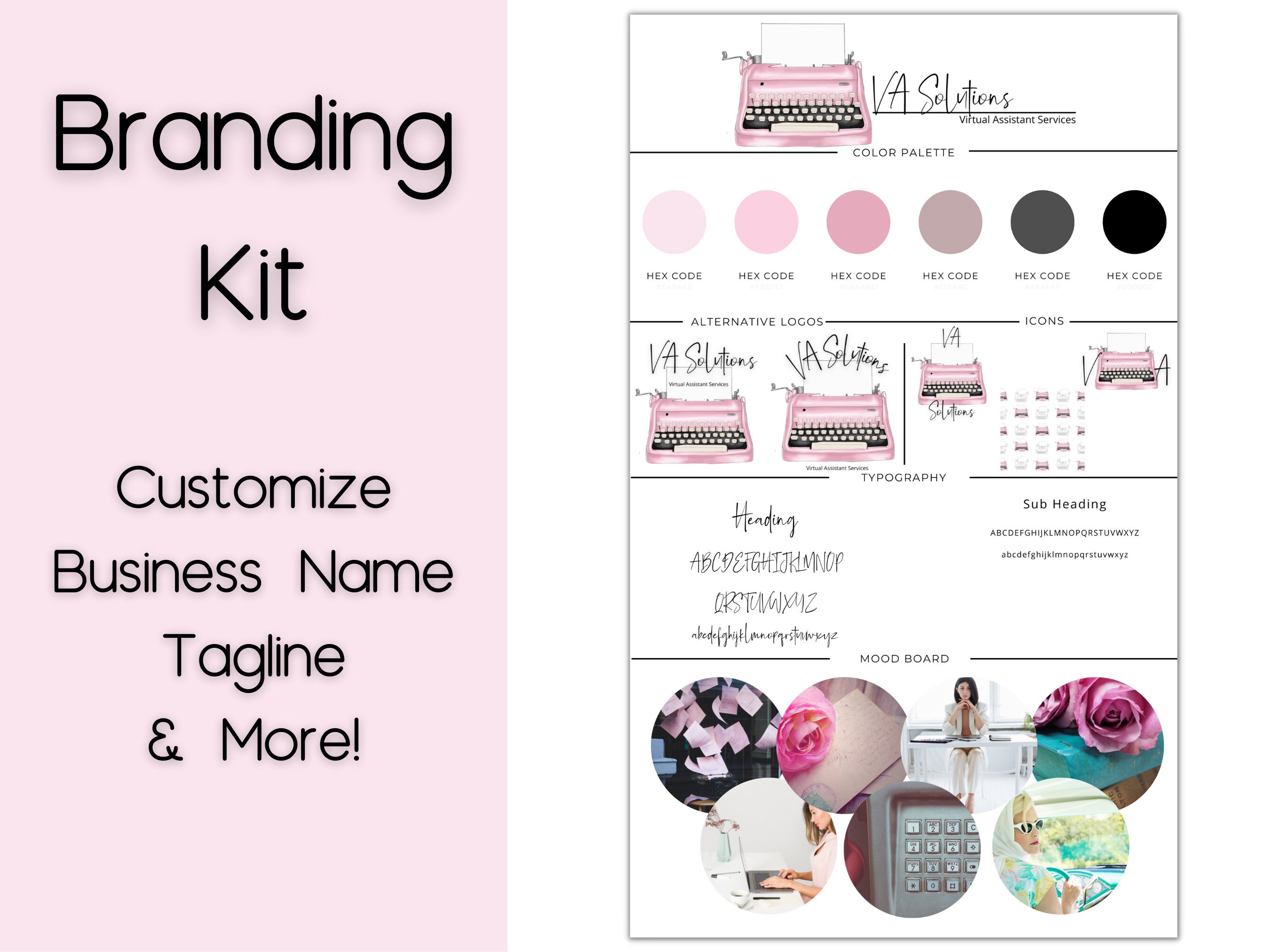 Branding Package, Brand Kit, Branding Kit, Feminine Logo, Virtual ...