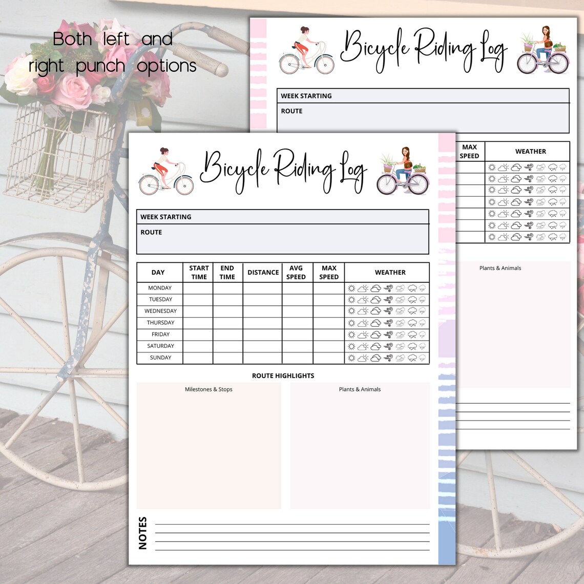 Bicycle Riding Log, Cycling Journal - Etsy