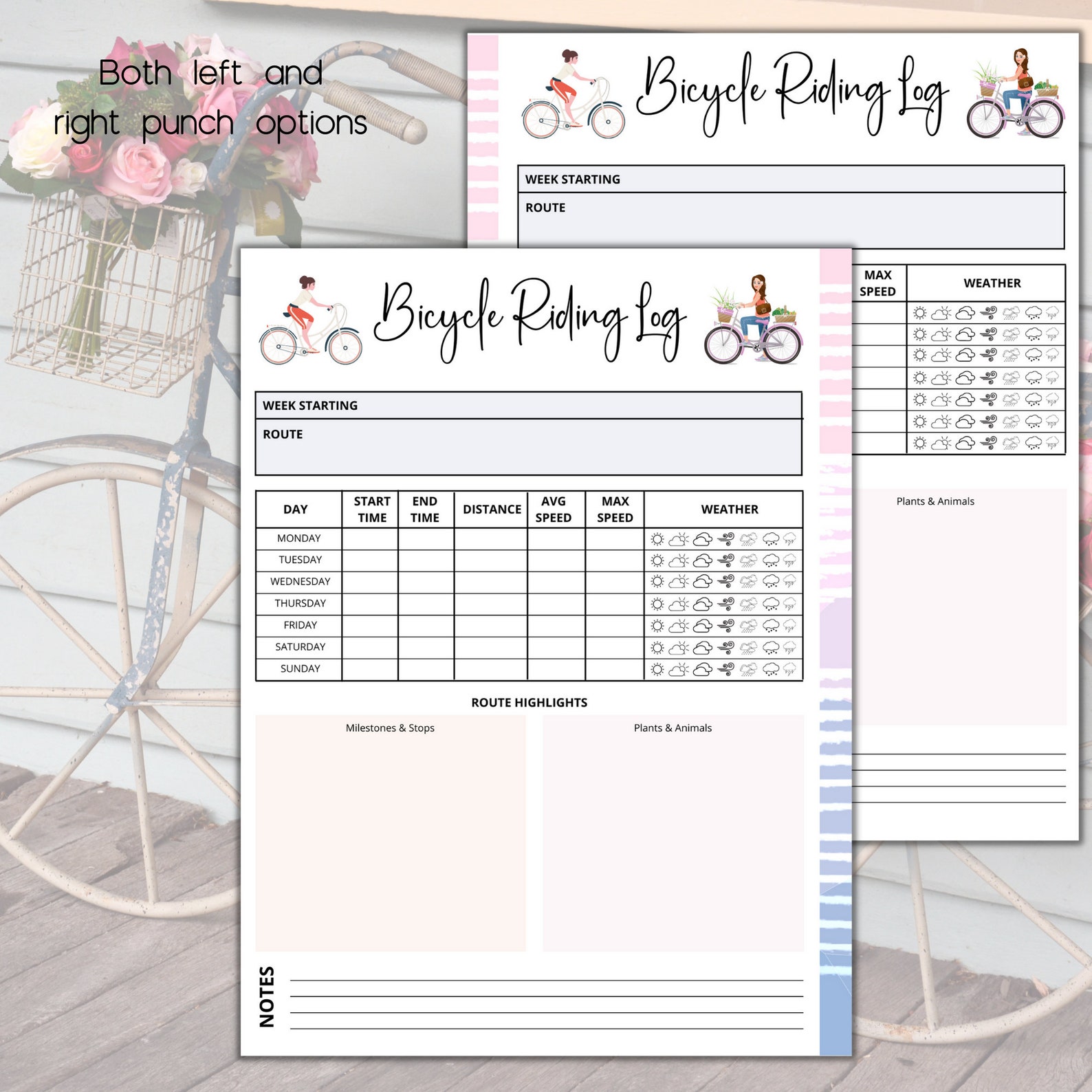 Bicycle Riding Log, Cycling Journal - Etsy