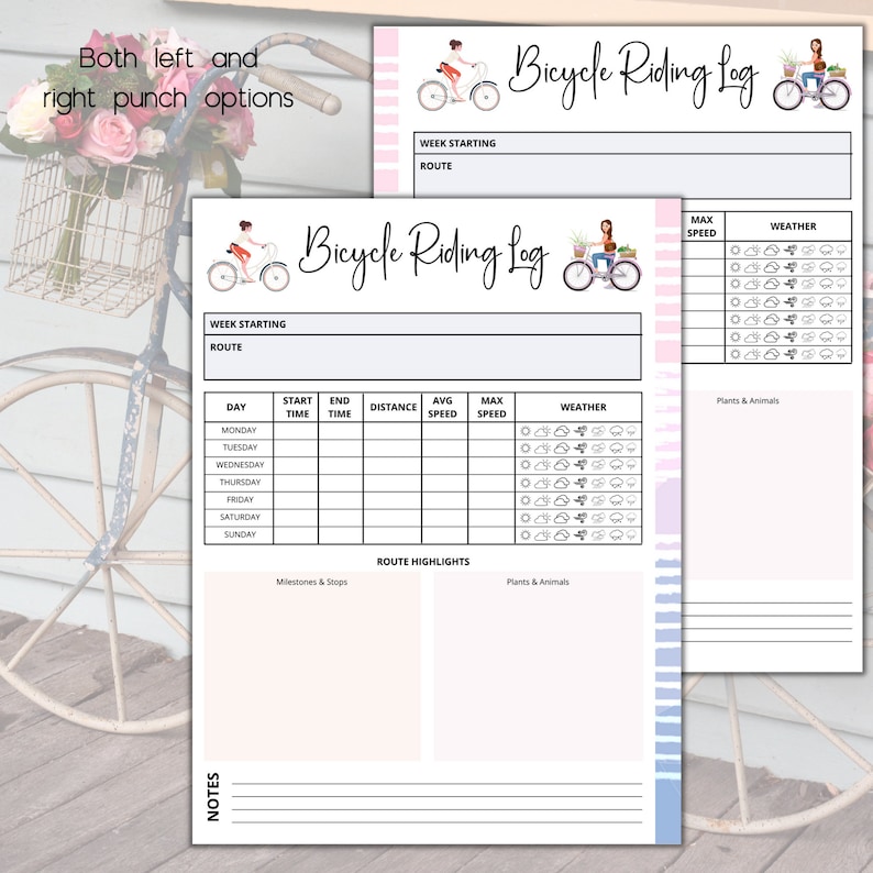 Bicycle Riding Log, Cycling Journal (Download Now) - Etsy