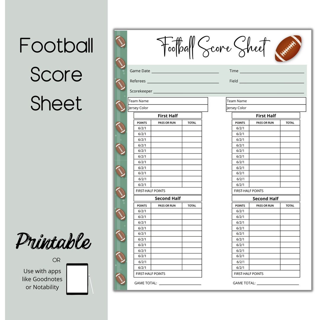 Printable Soccer Score Sheets