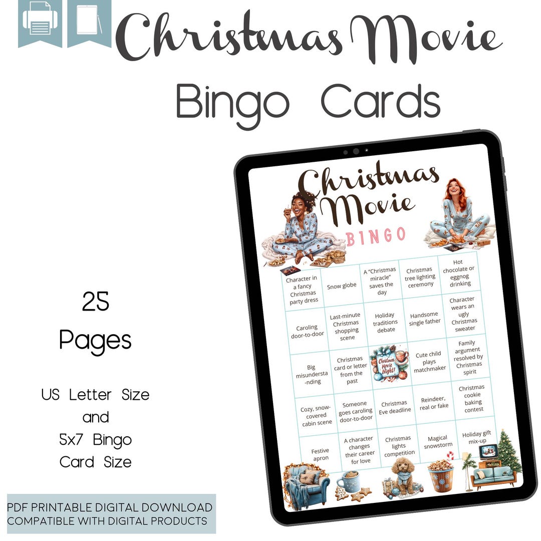 Printable Christmas Movie Bingo Game - Perfect for Holiday Parties! - Etsy
