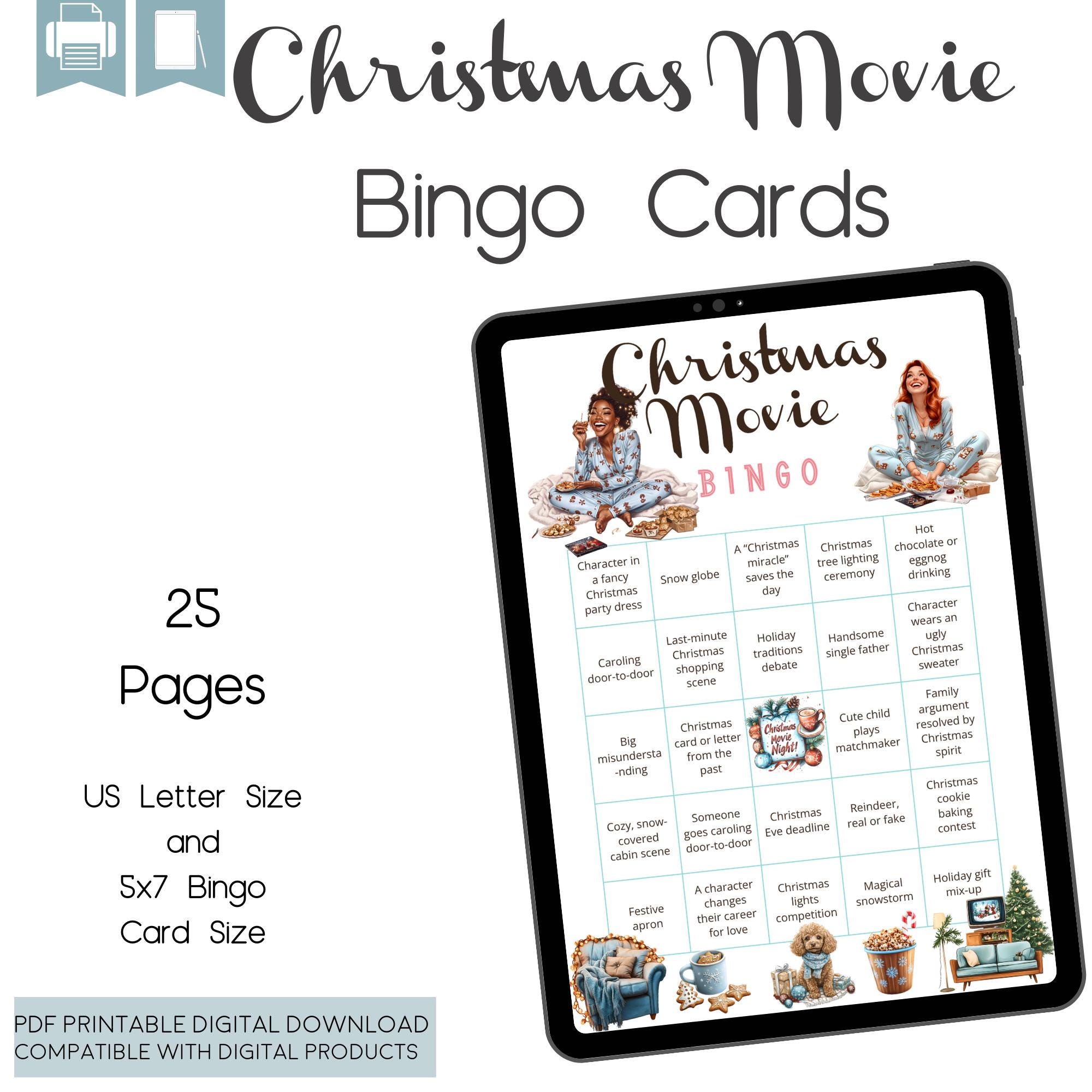 Printable Christmas Movie Bingo Game - Perfect for Holiday Parties! - Etsy