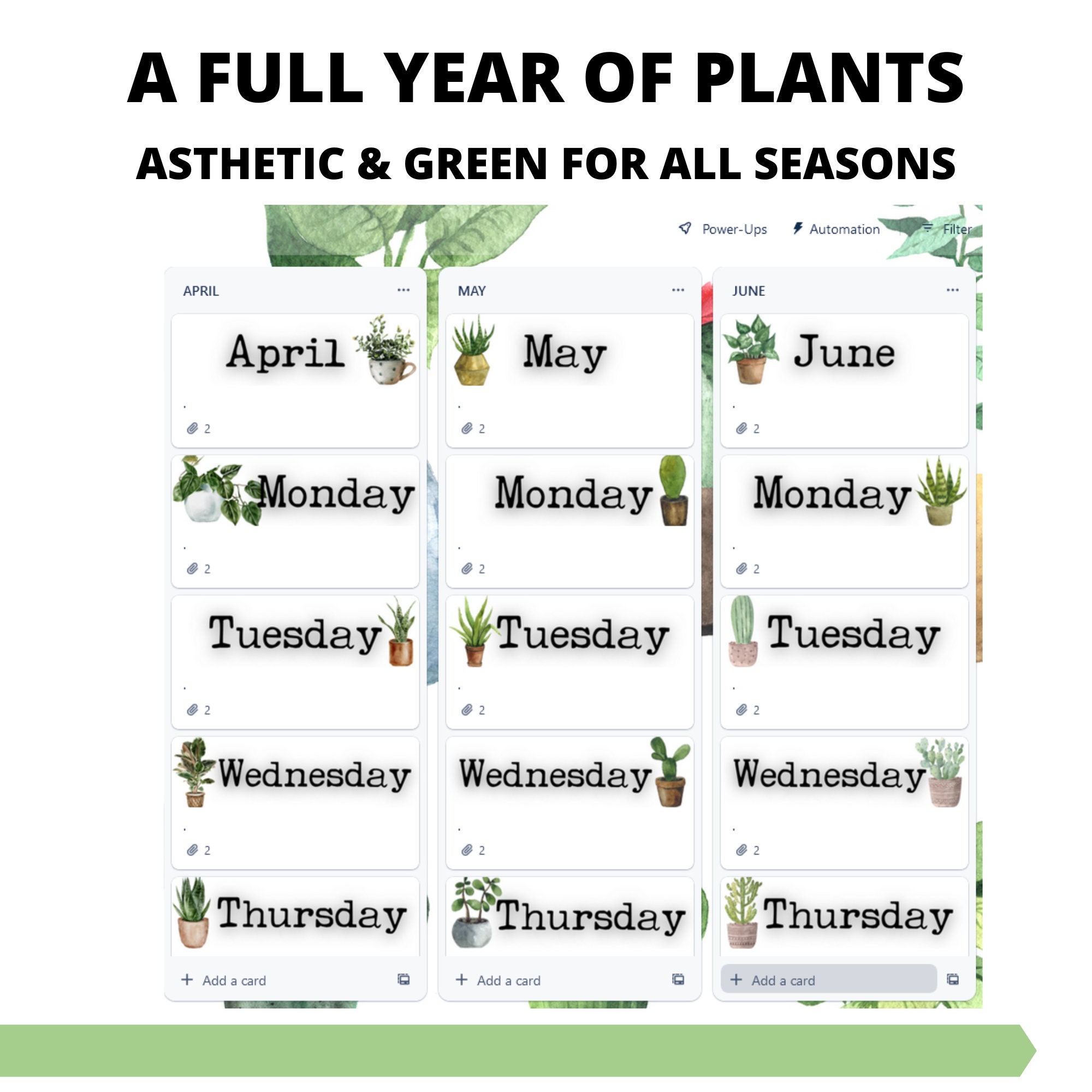 Plant Lover's Trello Cover Cards - Instantly Transform Your Workflow ...