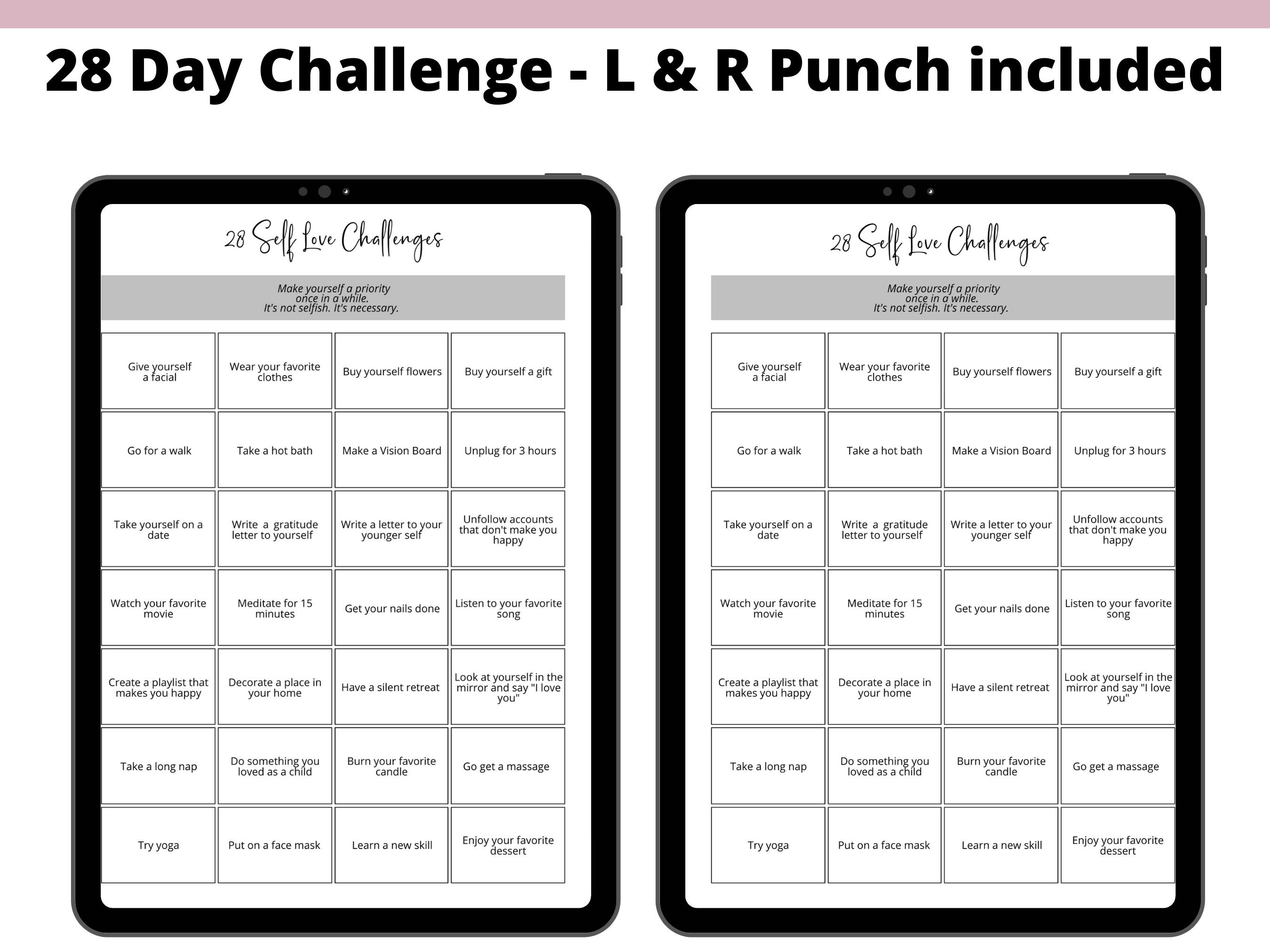 28 Day Self Care Challenge, 28 Day Self Love Challenge, Self Care for ...