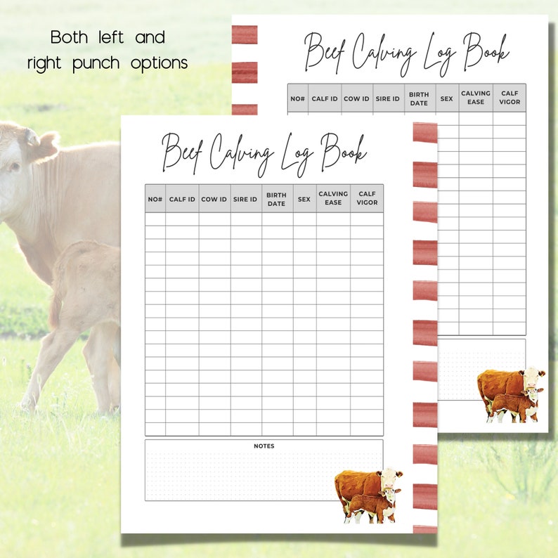 Beef Calving Logbook Cow Calf Record Book Cattle Record | Etsy