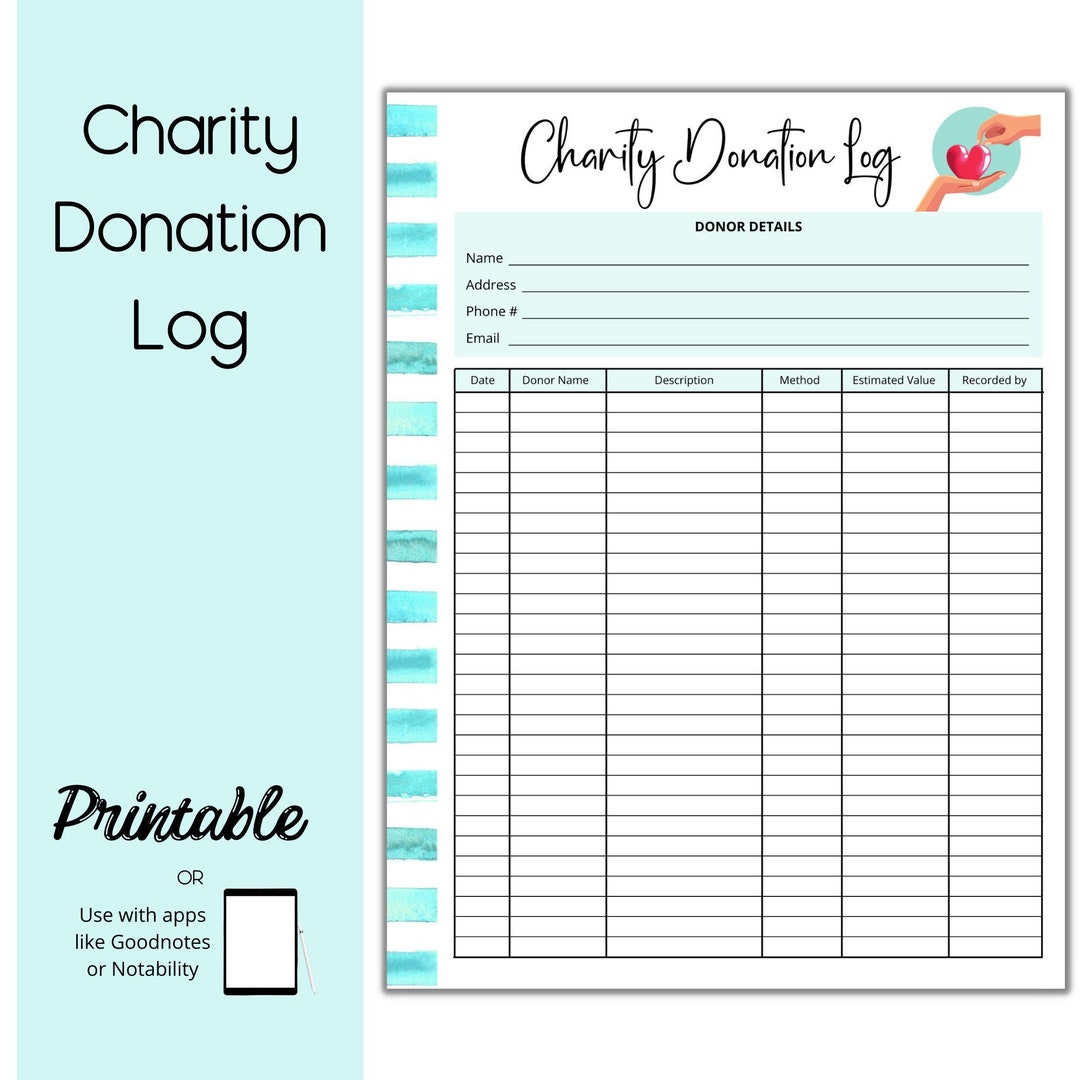 Charity Donation Log, Printable Donation Tracker - Etsy
