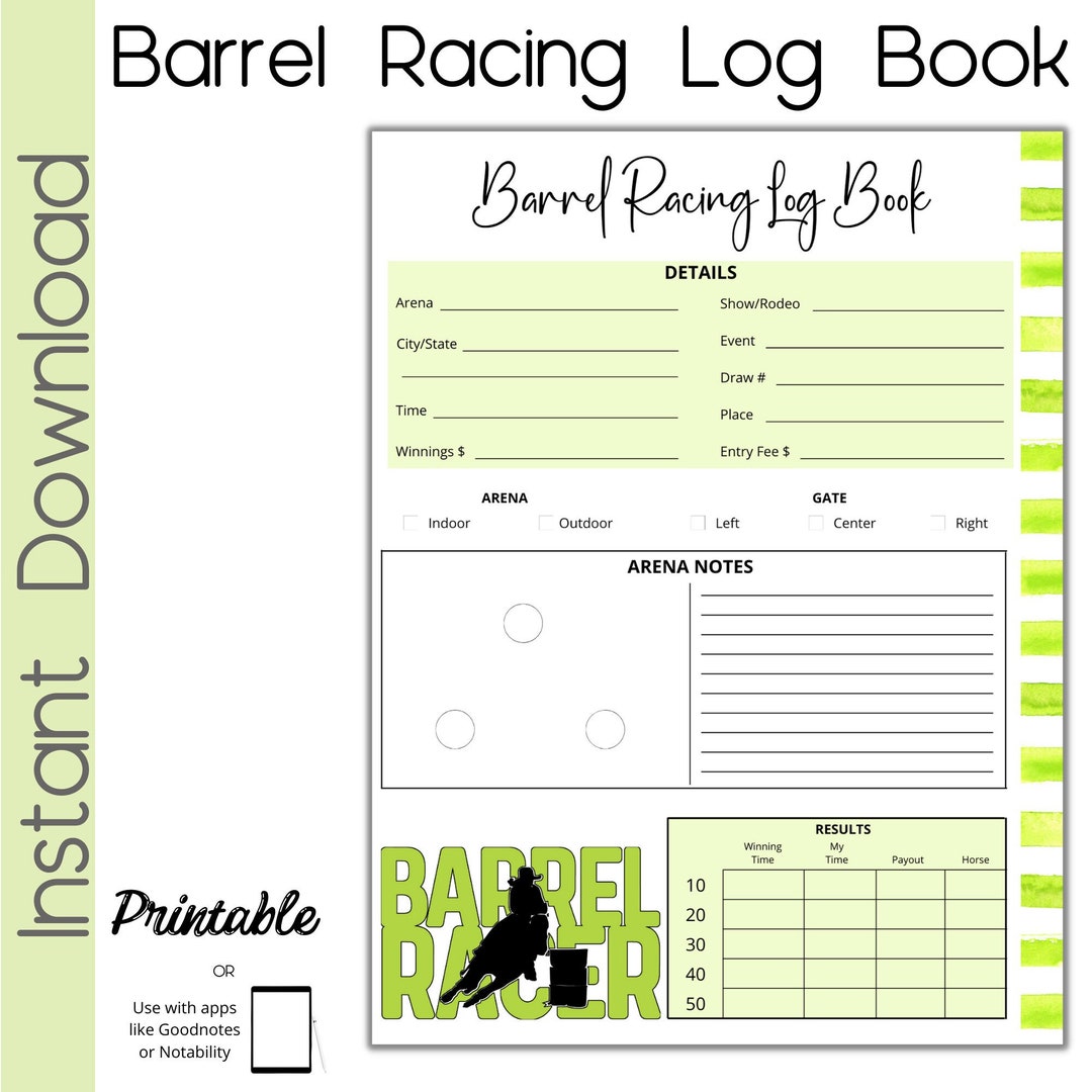 Barrel Racing Log Book, Barrel Racing Record Book, Horse Gifts, Horse ...