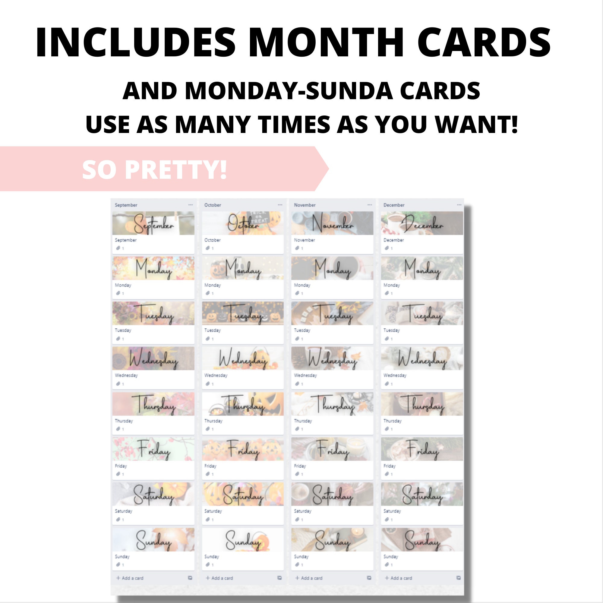 Trello Planner Cover Cards, Trello Week Planner Cover Cards - Etsy
