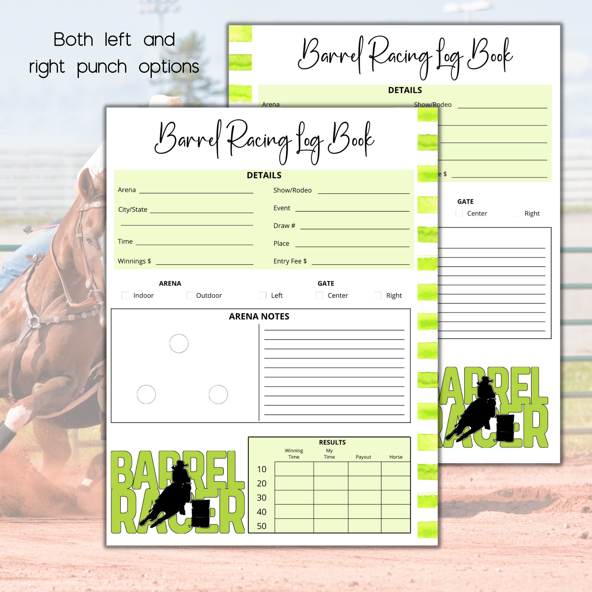 Barrel Racing Log Book, Barrel Racing Record Book, Horse Gifts, Horse ...