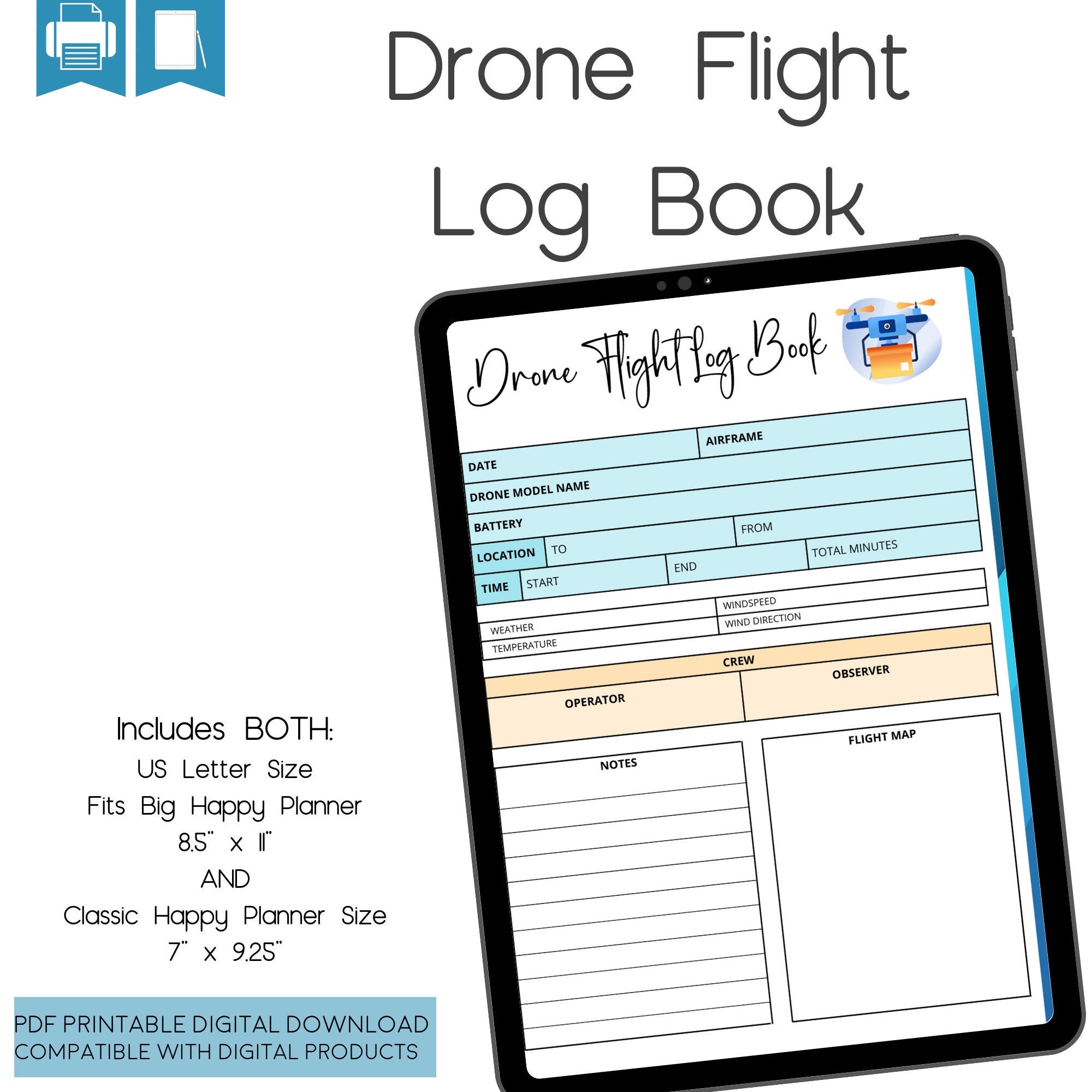 Drone Flight Log Book - Etsy