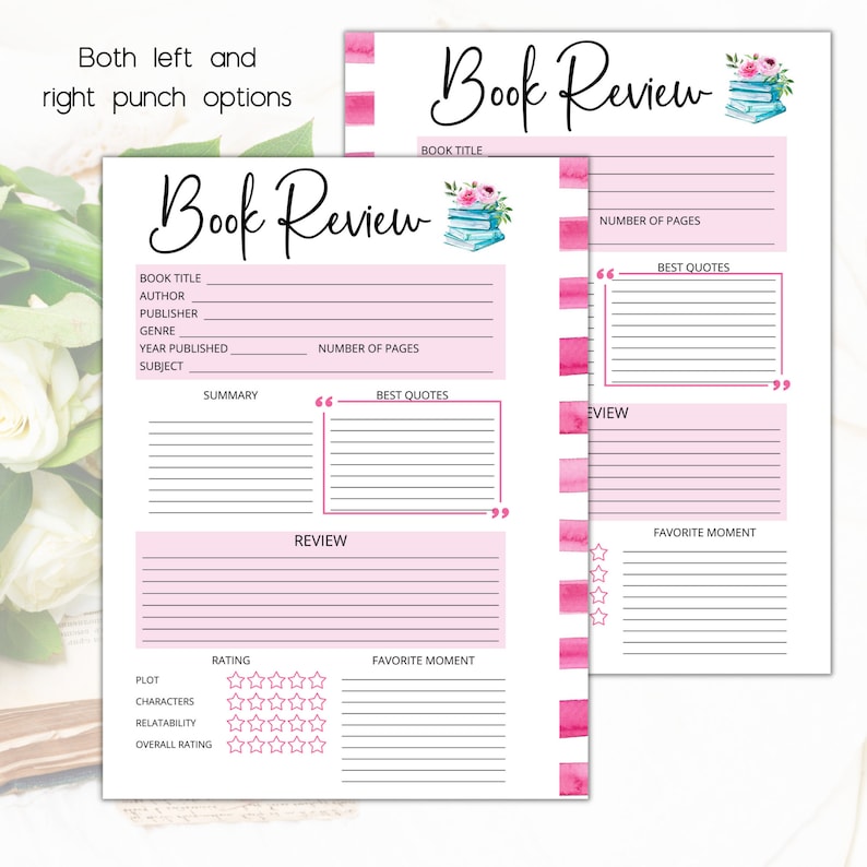 Book Review Journal, Book Club Printable, Reading Journal, Reading ...
