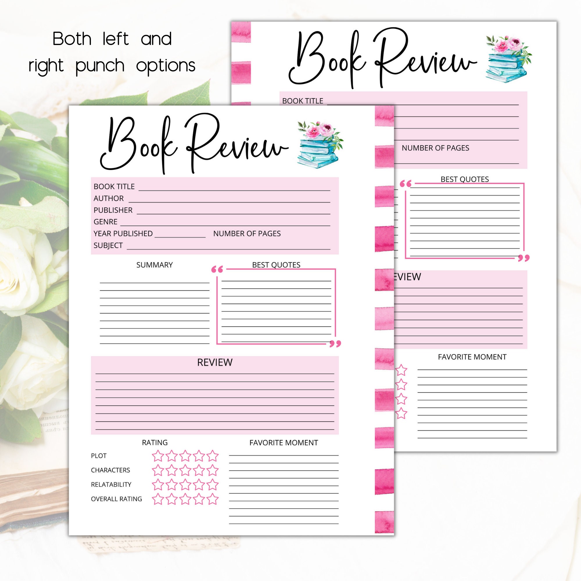 Book Review Journal, Book Club Printable, Reading Journal, Reading ...