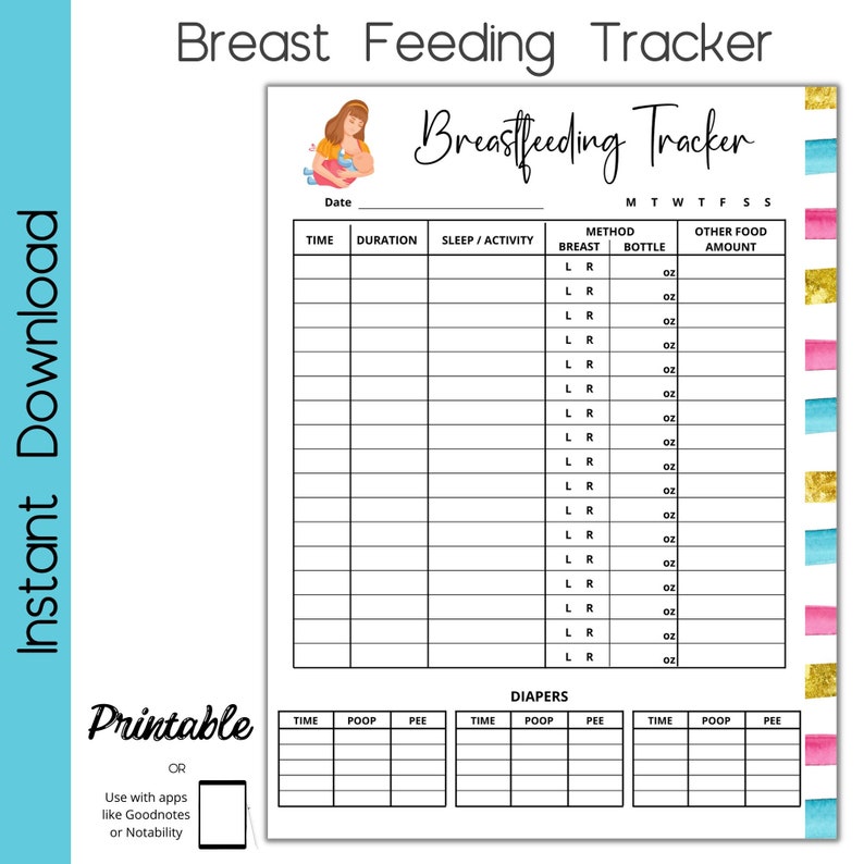 Breastfeeding Tracker, Nursing Tracker, Baby Log, Diaper Tracker, Gift ...