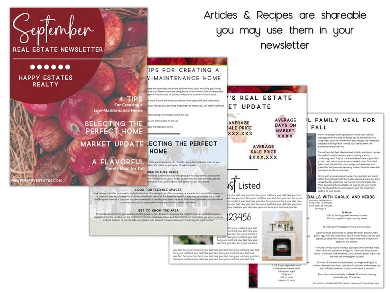 Real Estate September Newsletter, Real Estate Marketing, Realtor ...