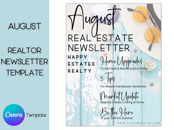 Real Estate August Newsletter Real Estate Marketing Realtor - Etsy