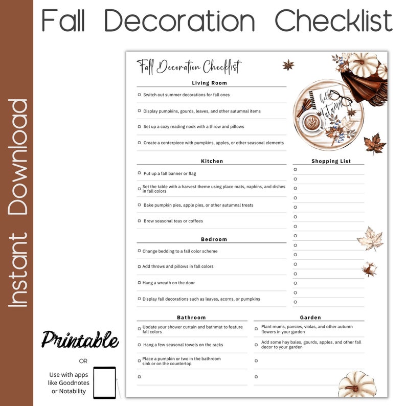 Fall Decoration Checklist - Etsy