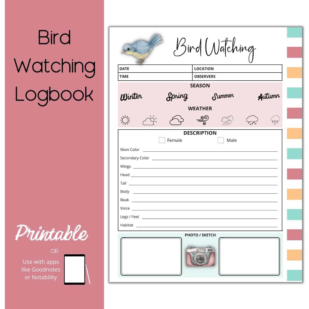 Bird Watching Log Book, Homeschool Bird Log, Bird Journal, Bird Watch ...