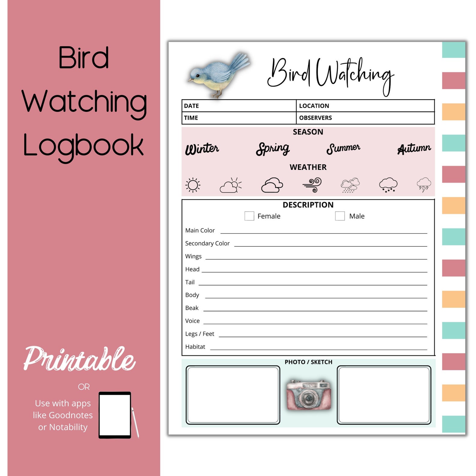 Bird Watching Log Book, Homeschool Bird Log, Bird Journal, Bird Watch ...