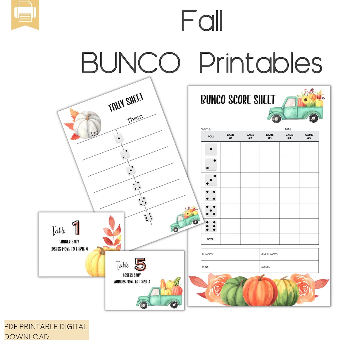 Fall Printable Bunco Bundle - Etsy