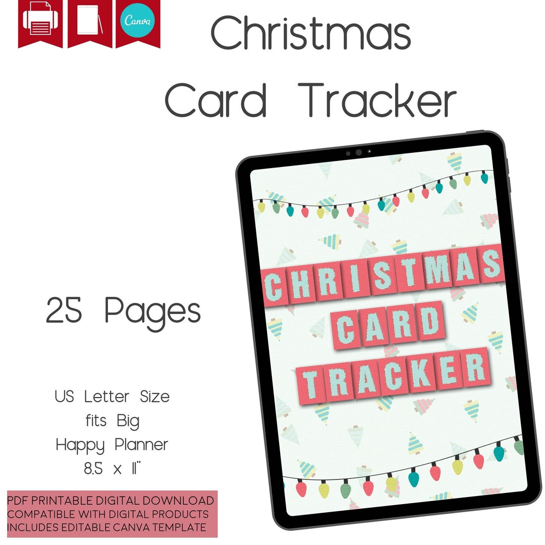 Christmas Card Tracker Printable, 10 Year Tracker, Christmas Record ...