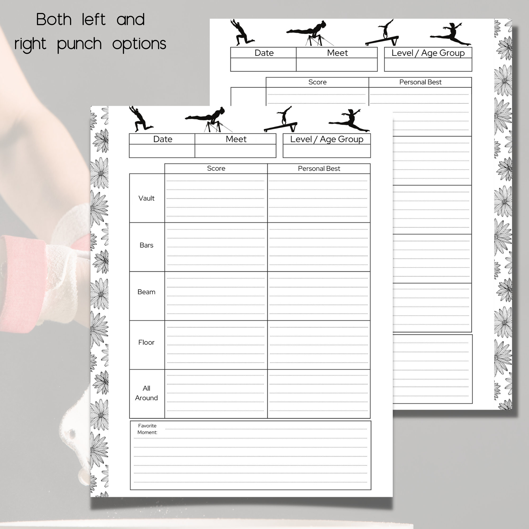 Women's Gymnastics Scorebook, Printable Scorebook, Gymnastics Printable ...