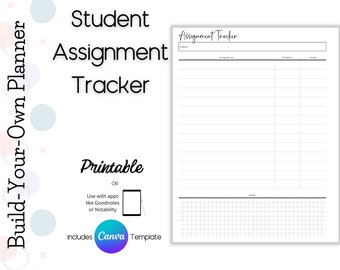 Homework Tracker, Printable Planner, Homework Planner, Assignment ...