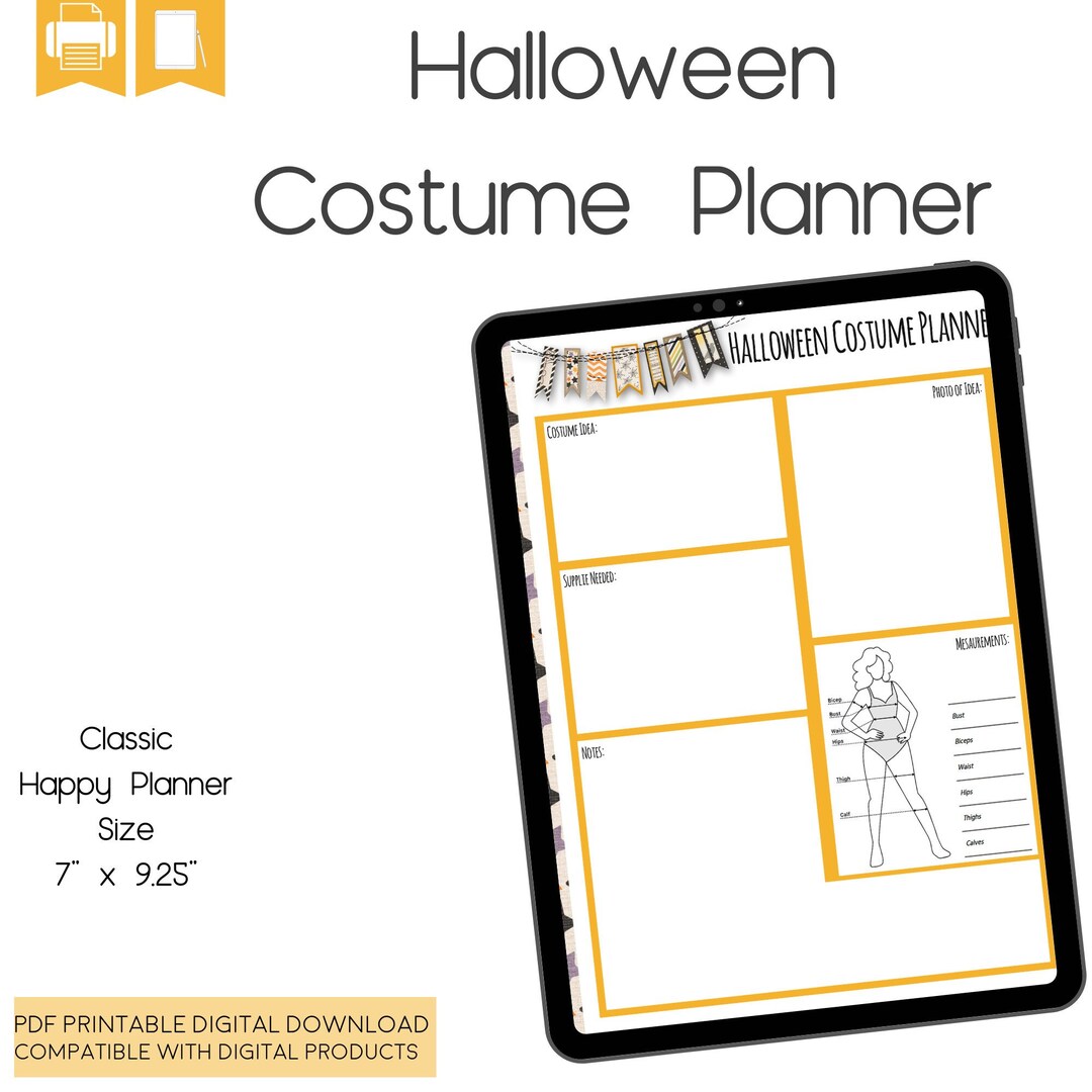 Halloween Costume Planner Printable, Cosplay Costume Planner, Halloween ...