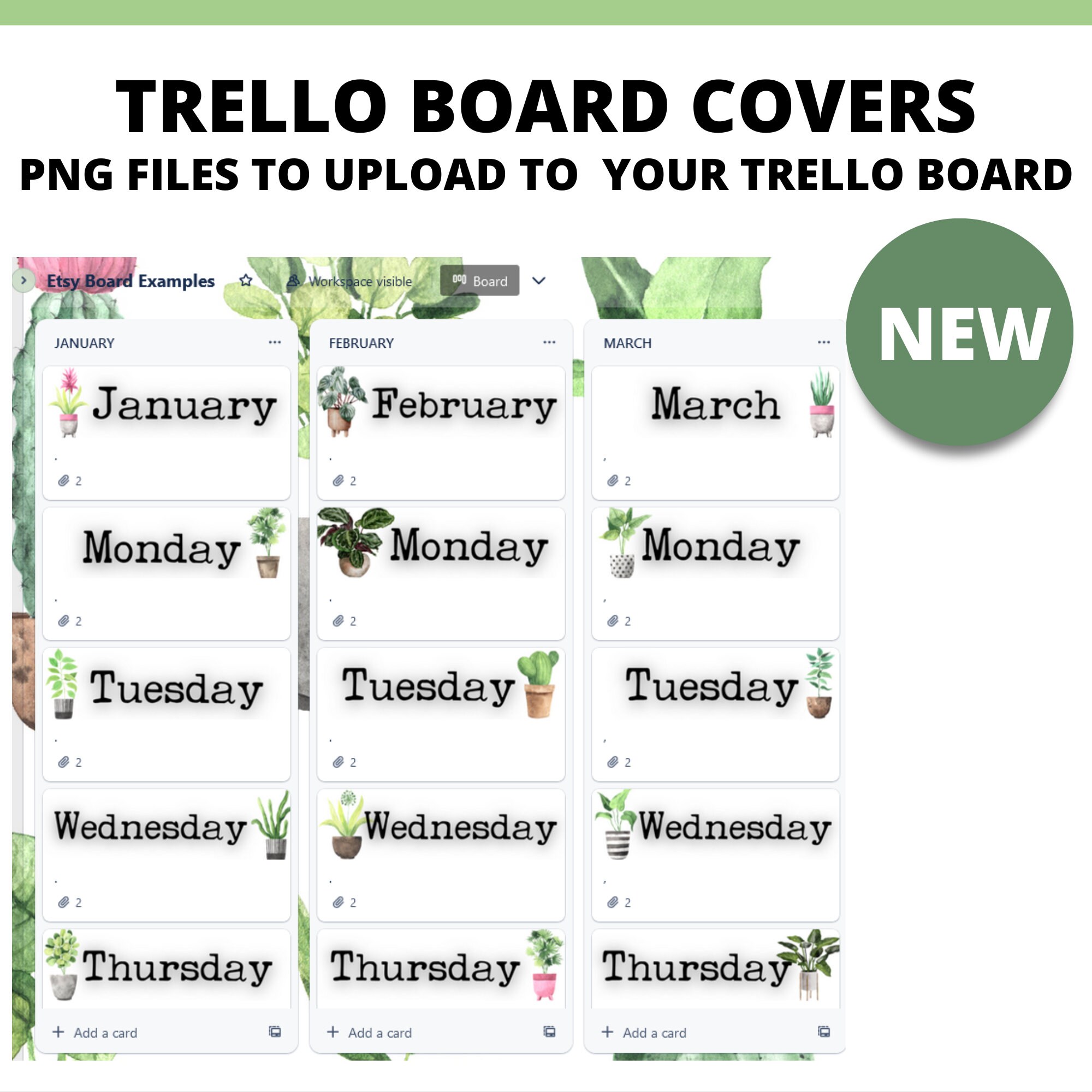 Plant Lover's Trello Cover Cards - Instantly Transform Your Workflow ...