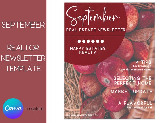 Real Estate September Newsletter Real Estate Marketing - Etsy