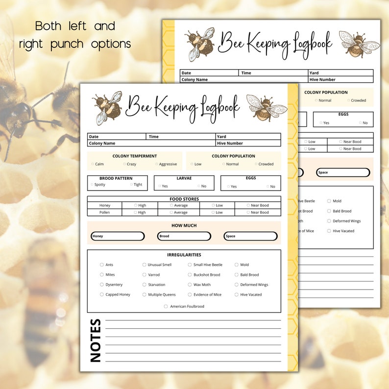 Bee Keeping Logbook, Template, Beekeeping Inspection Checklist - Etsy ...