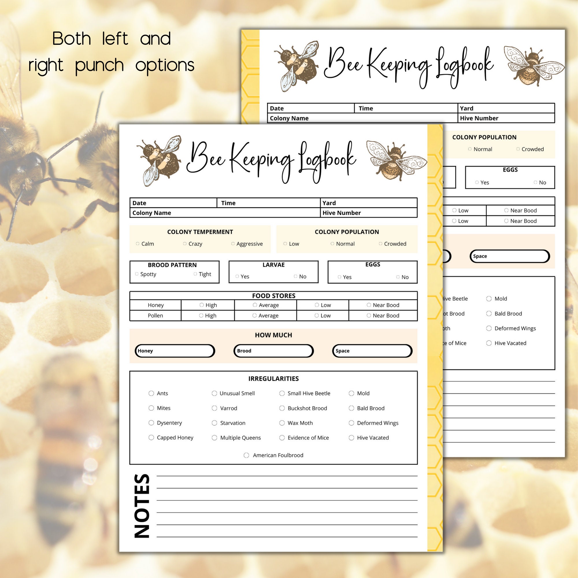Bee Keeping Logbook, Template, Beekeeping Inspection Checklist - Etsy