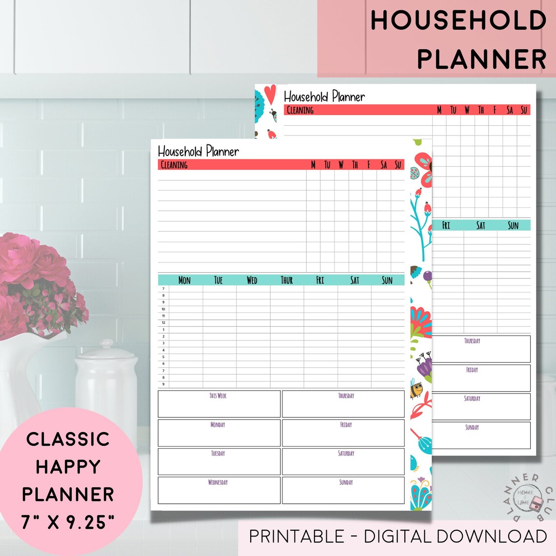 Household Planner Printable, Weekly Home Planner, Weekly Schedule ...