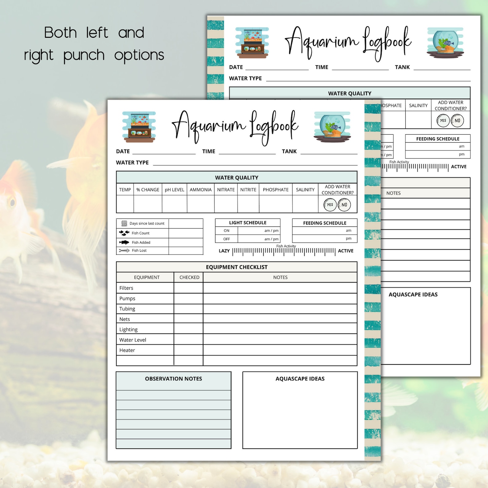 Aquarium Logbook, Fish Tank Logbook, Aquarium Maintenance Log, Aquarium ...