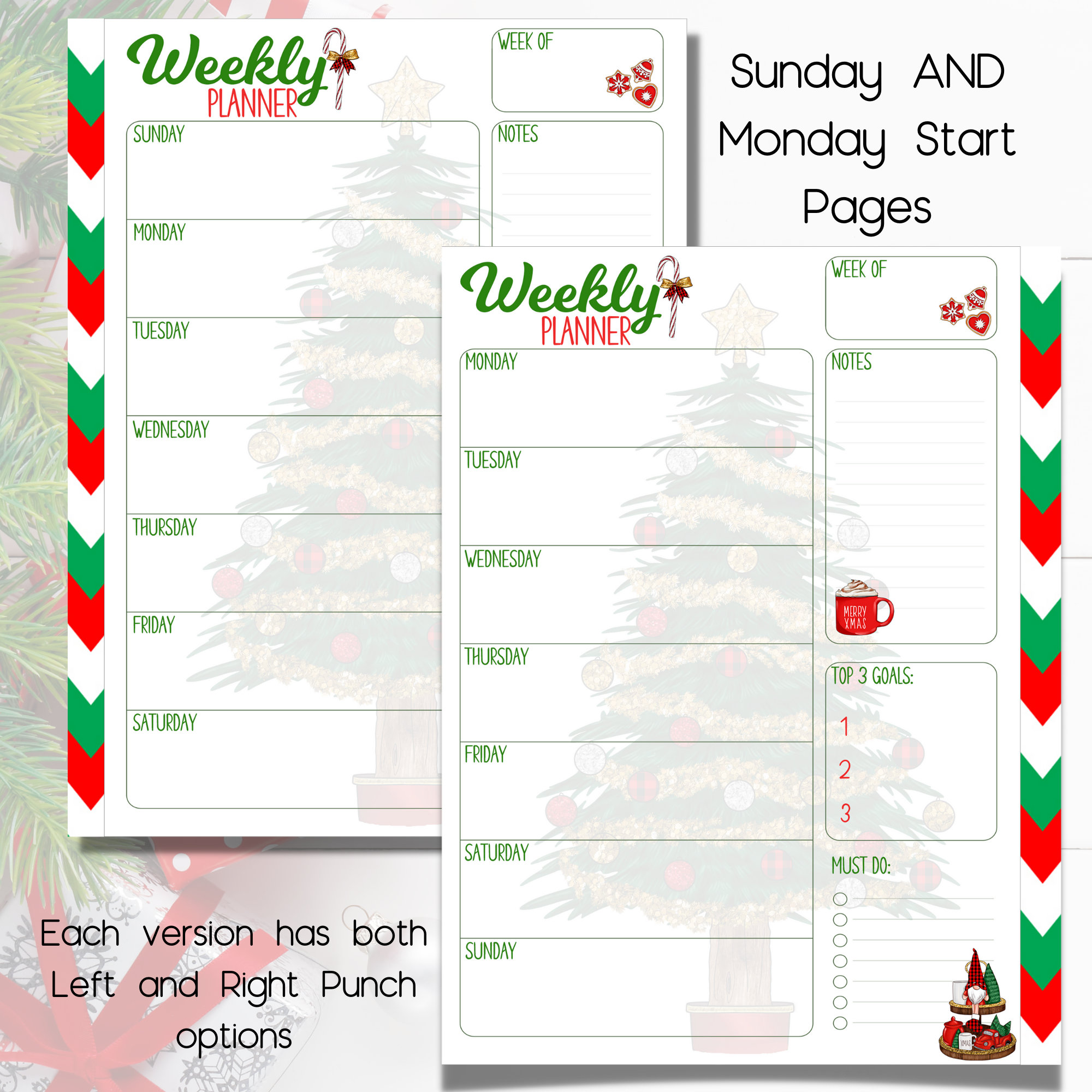 Christmas Weekly Planner Printable, Christmas Inserts, Holiday Planner ...