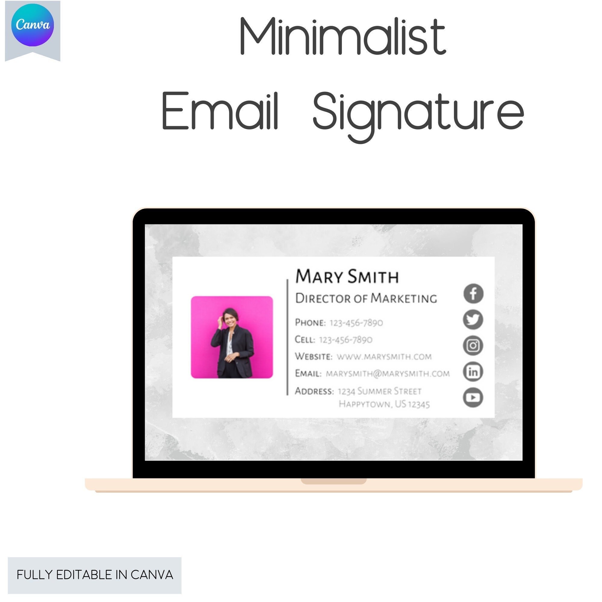 Email Signature, Email Signature Template, Editable Canva Signature ...