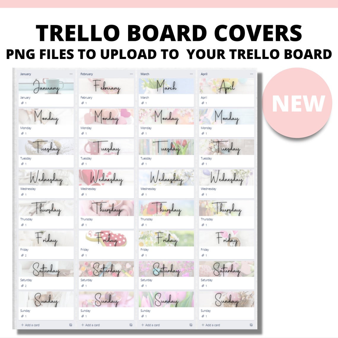 Trello Planner Cover Cards, Trello Week Planner Cover Cards - Etsy