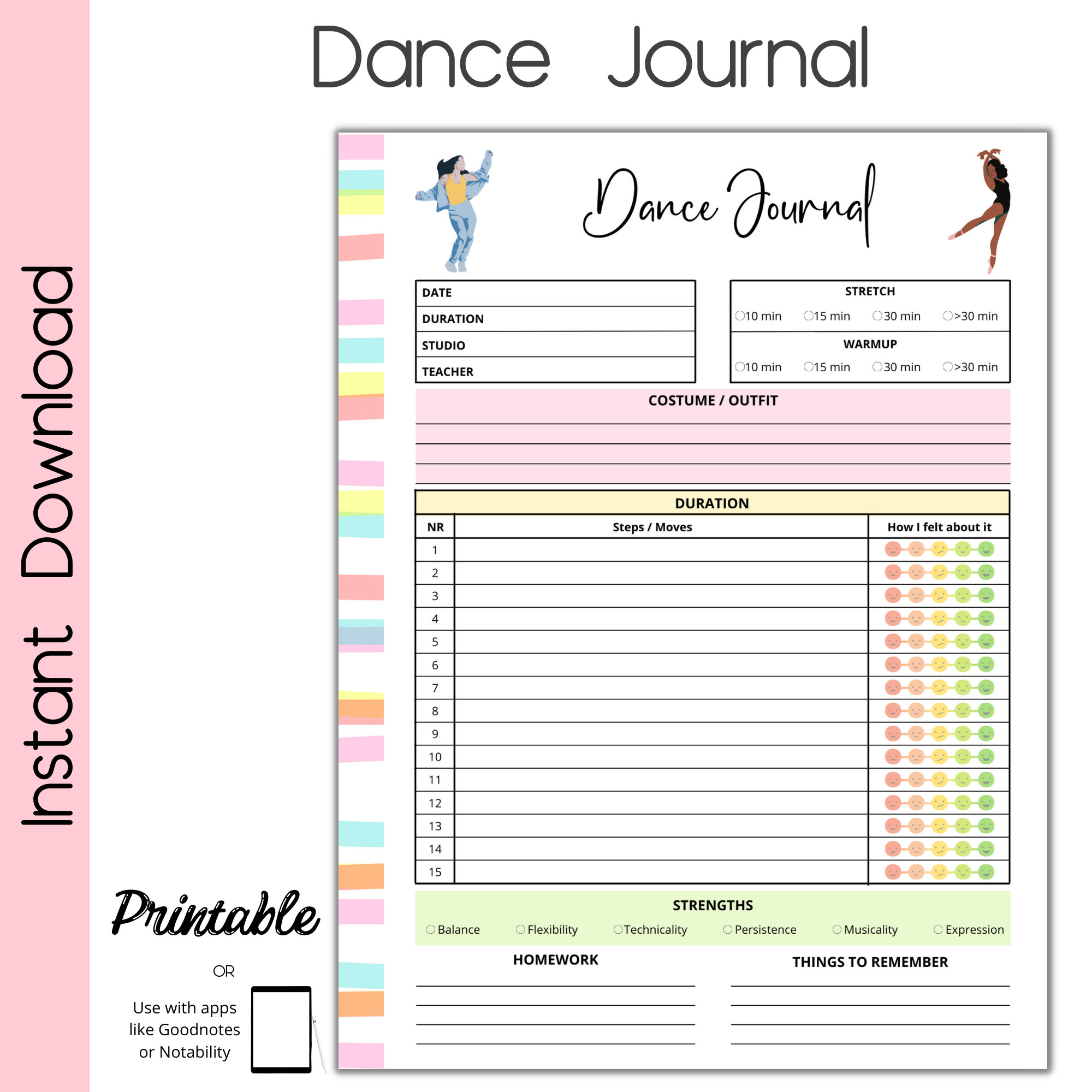 Dance Journal, Dance Class Tracker - Etsy