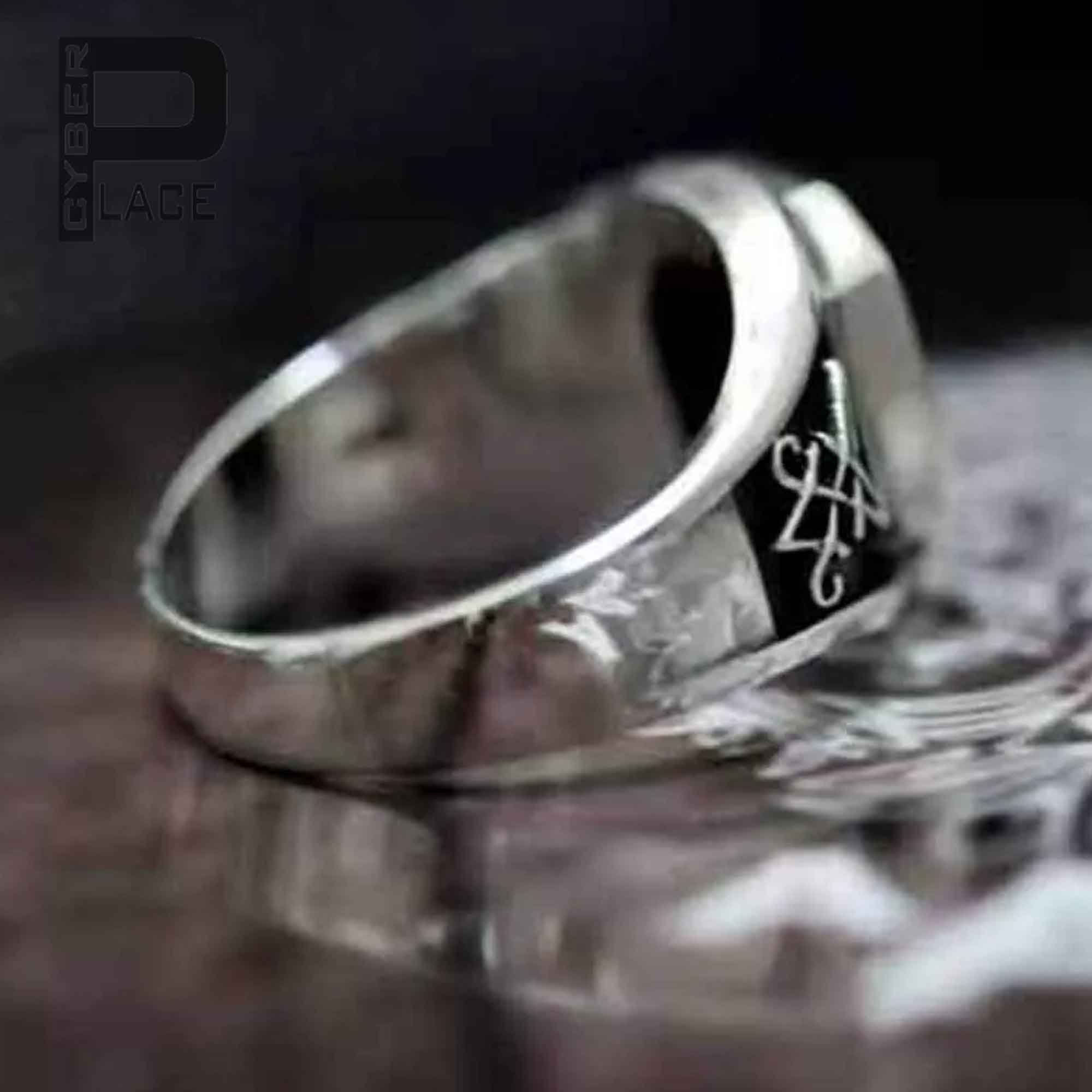 Onyx Stone Lucifer Ring for Halloween Party Gift, Sigil of Lucifer ...