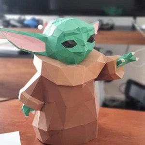 Digital BABY YODA Papercraft TEMPLATE for Kids and Adult Lowpoly Paper ...