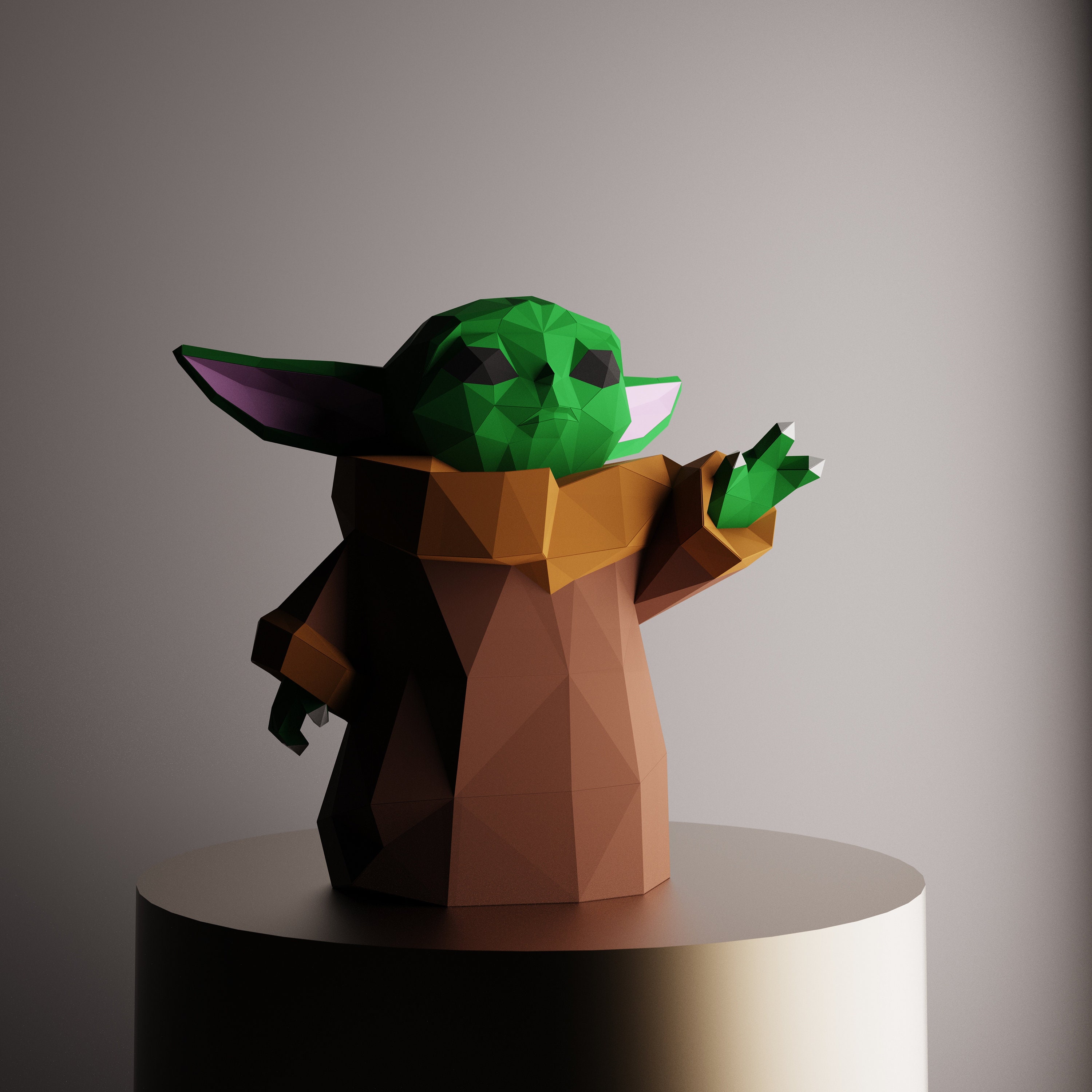 Digital BABY YODA Papercraft TEMPLATE for Kids and Adult - Lowpoly ...