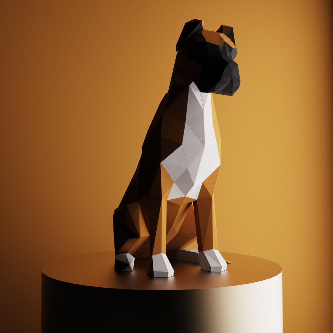 BOXER DOG 3d Lowpoly Papercraft TEMPLATE - Digital Downloadable ...