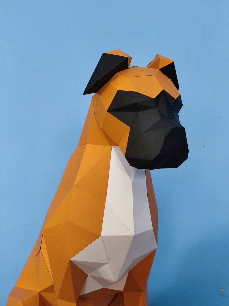 BOXER DOG 3d Lowpoly Papercraft TEMPLATE - Digital Downloadable ...