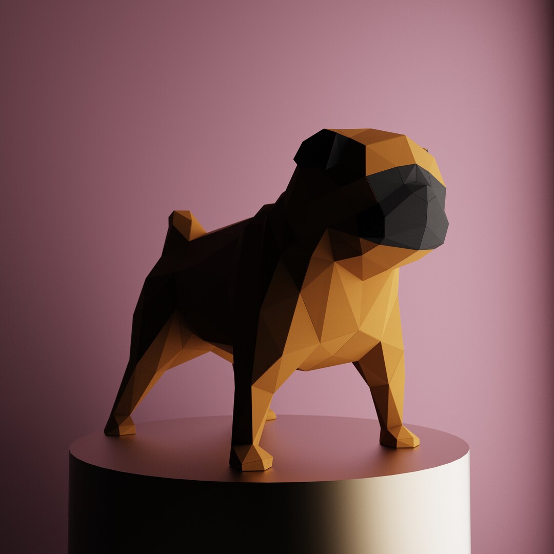 PUG DOG 3d Lowpoly Paper Craft Model Digital Template Download Pdf ...