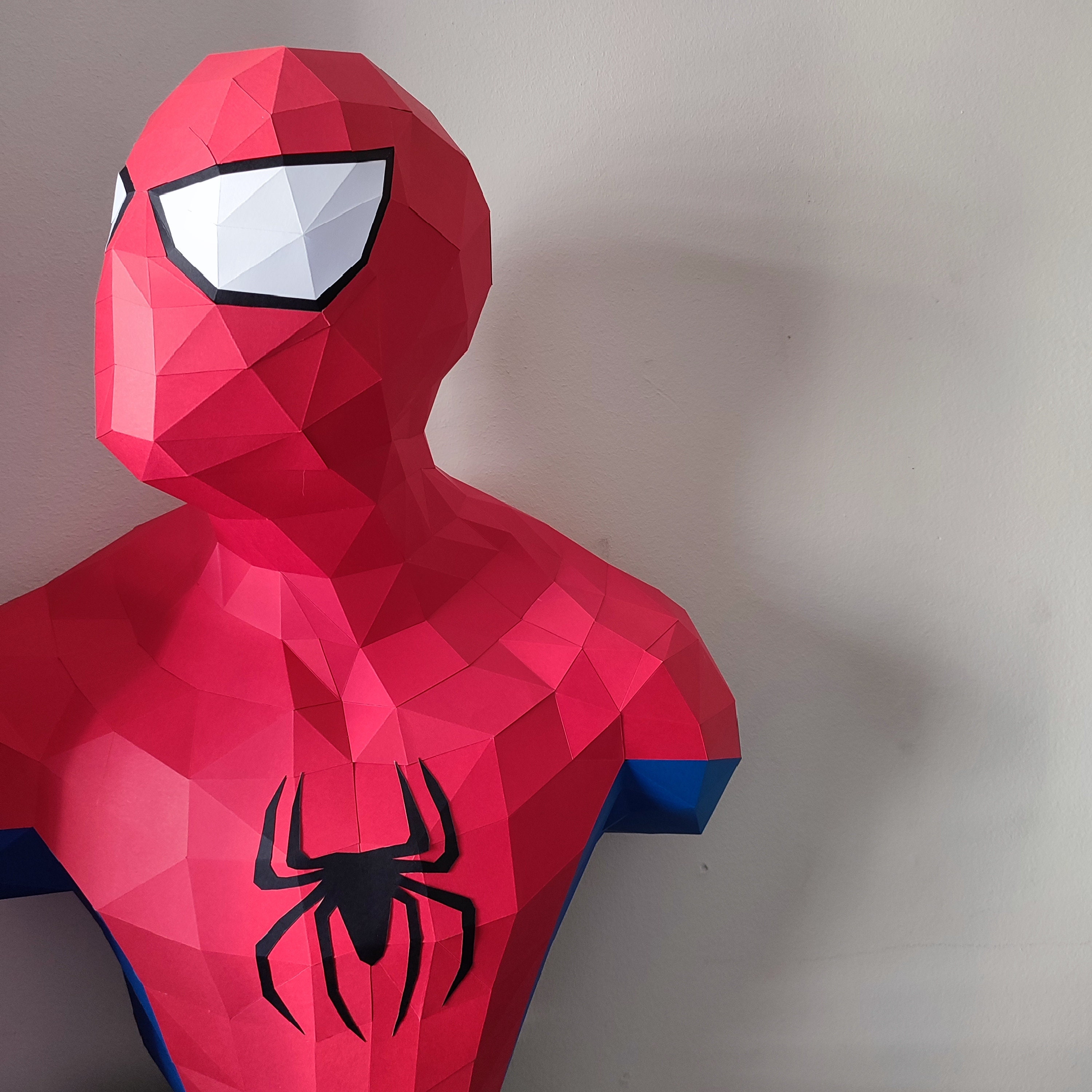 SPIDERMAN PAPERCRAFT Bust TEMPLATE – Digital 3d Printed Wall Mountable ...