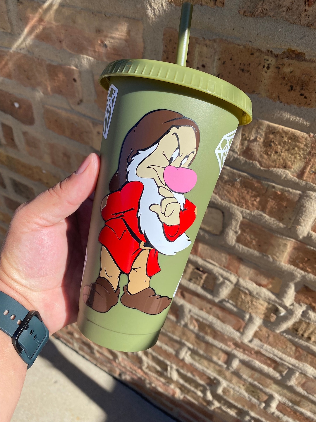 Grumpy Dwarf Custom Personalized Reusable Cold Cup, Mug Tumbler Water ...