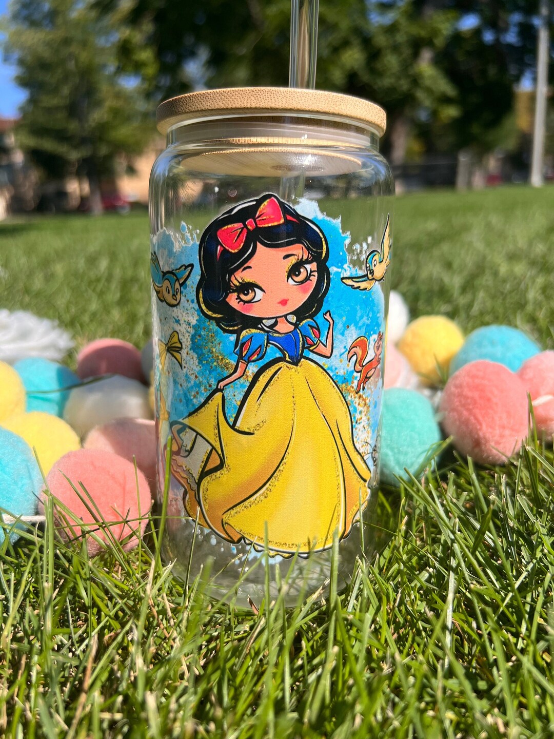 Snow White Cup Seven Dwarf Customized Coffee Cup Princess Glass Gift ...